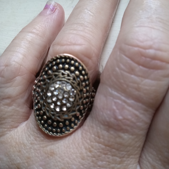Jewelry | Vintage Bohemian Style Large Oval Ring With Diamond ...